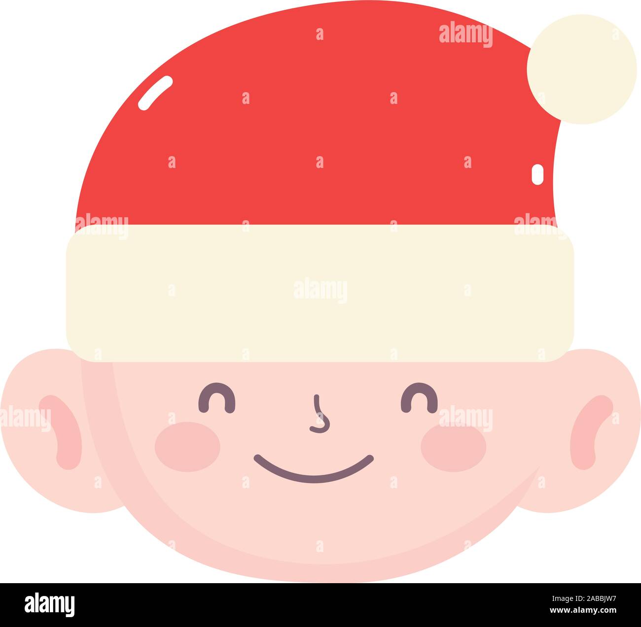merry christmas little boy face with hat of santa vector illustration ...