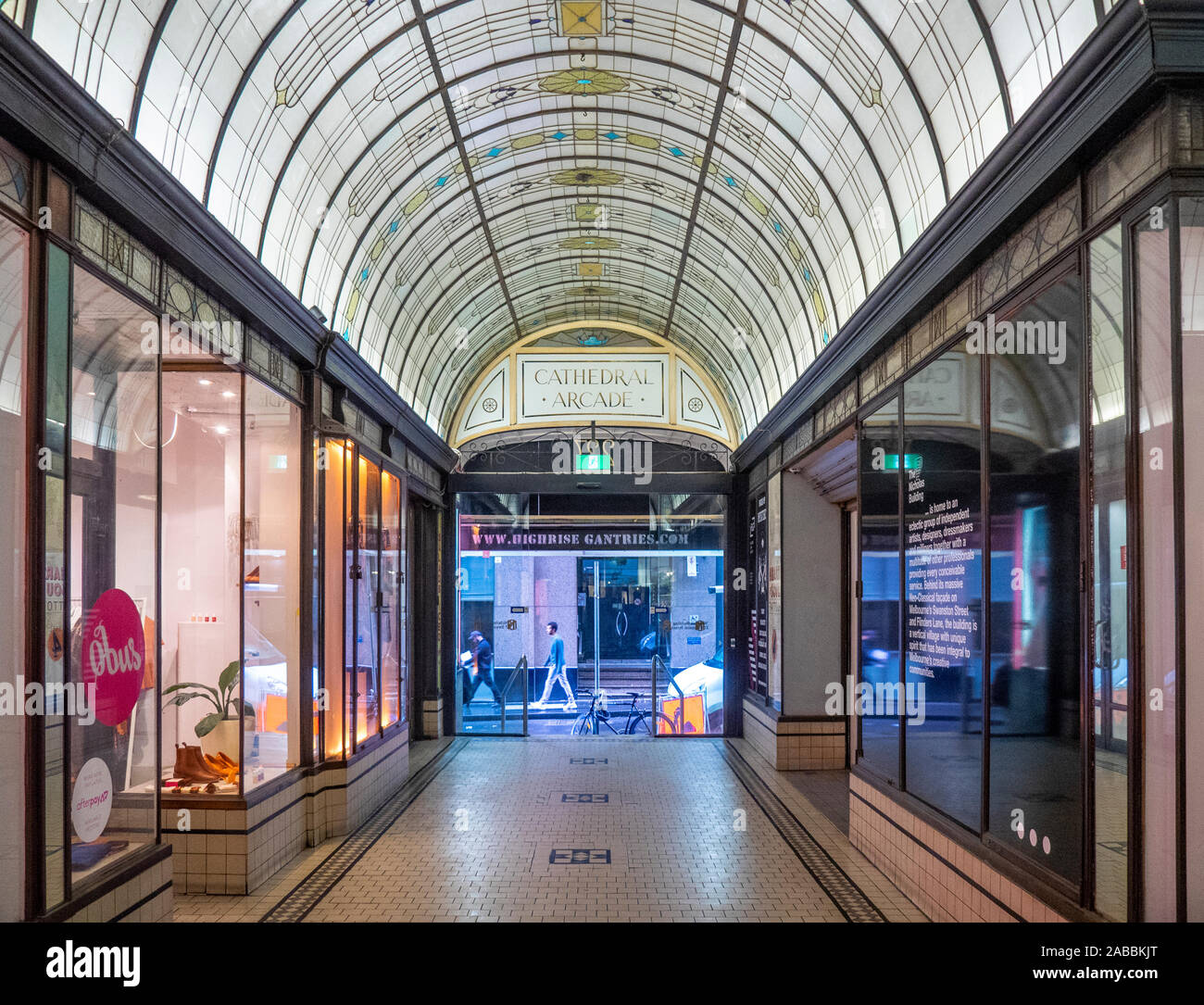 Arched stained glass lead light ceiling in retail shopping Cathedral ...