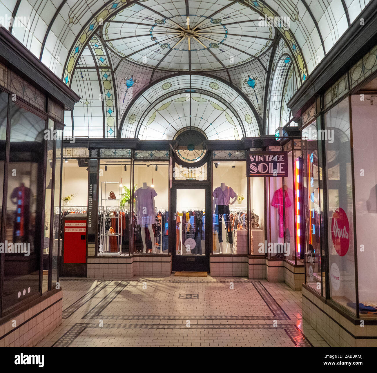 Dome stained glass lead light ceiling in retail shopping Cathedral ...