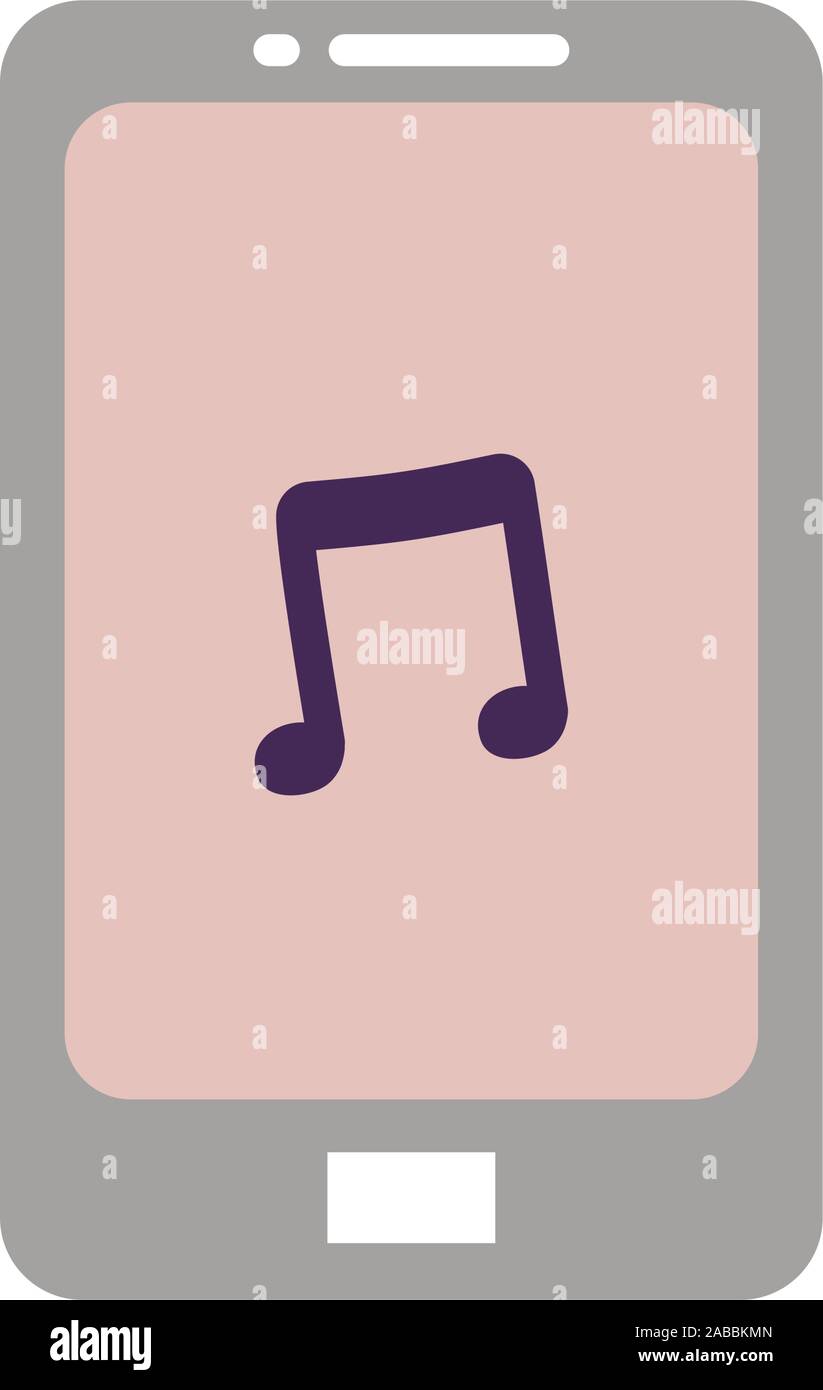 smartphone music note icon on white background vector illustration ...