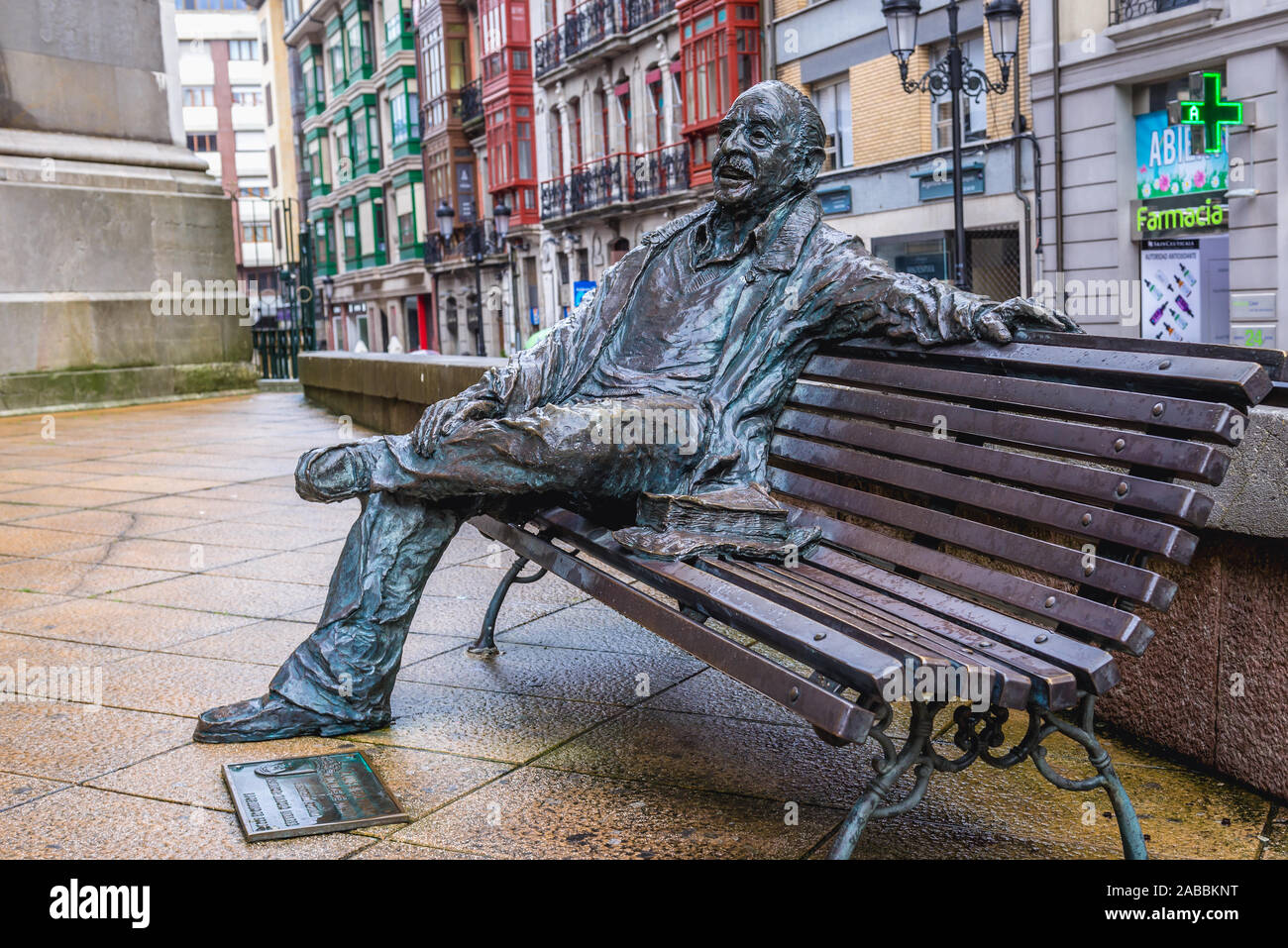 Statue of Spanish lawyer Luis Riera Posada in front of Basilica of ...