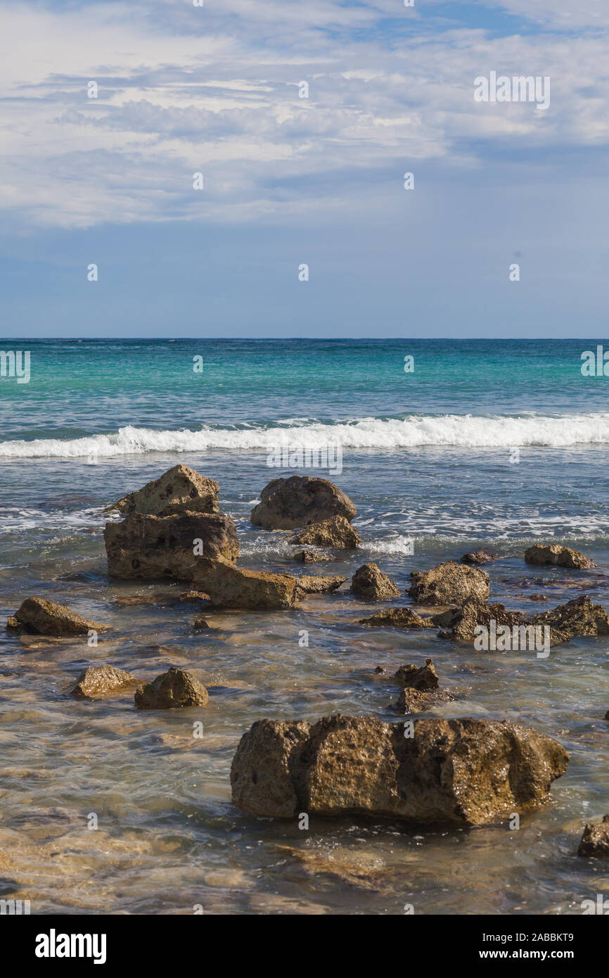 Limestone rocks on a beach near Tulum Mexico Stock Photo - Alamy