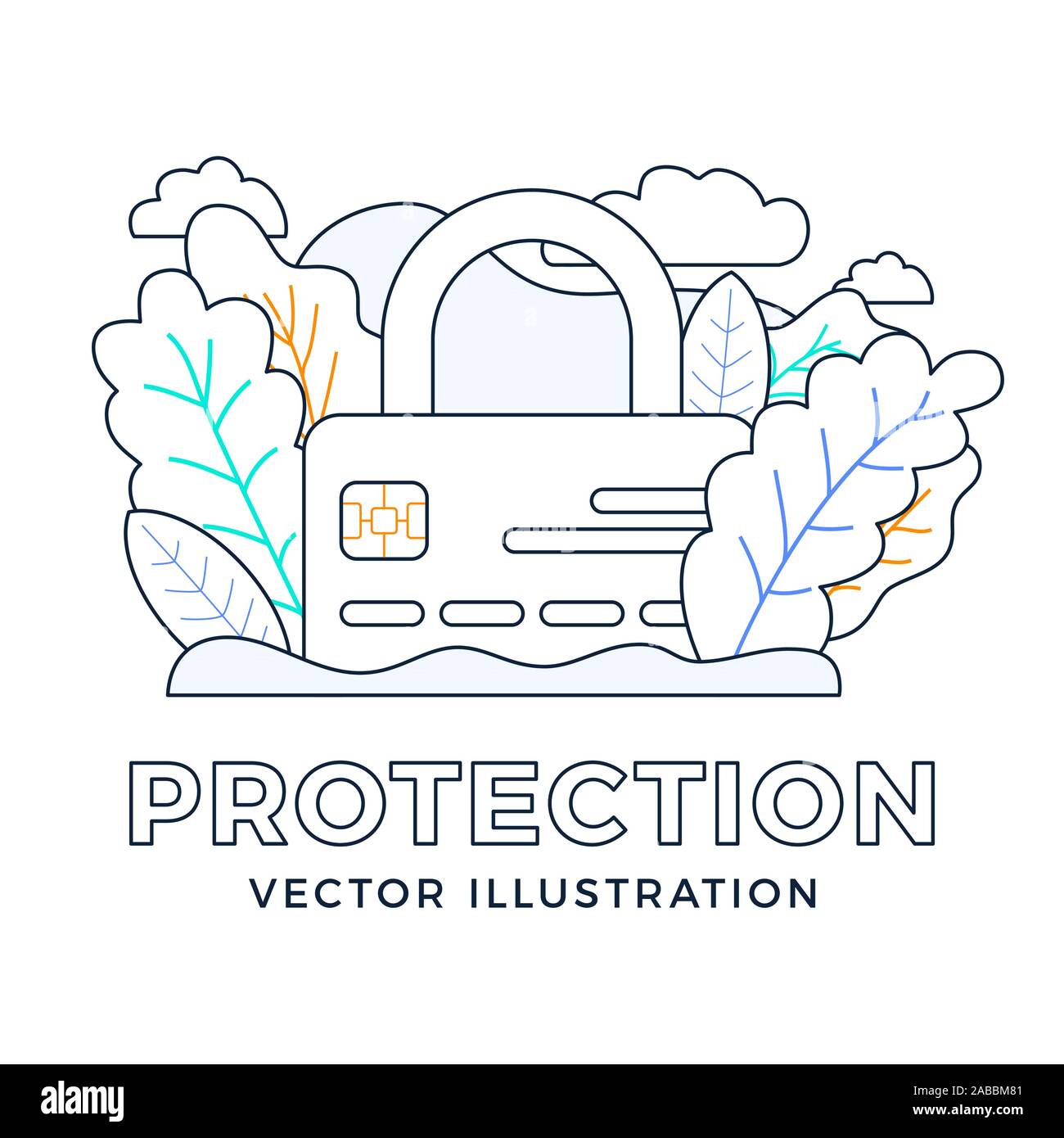 Padlock with credit card vector stock illustration isolated on a white ...
