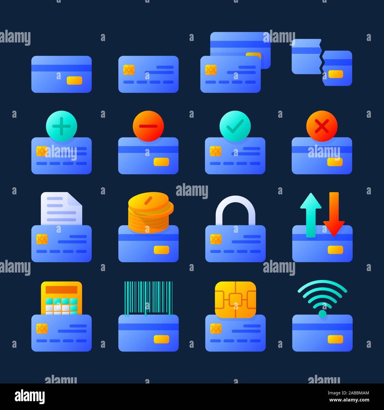 Set of credit card in modern style. High quality colorful banking ...