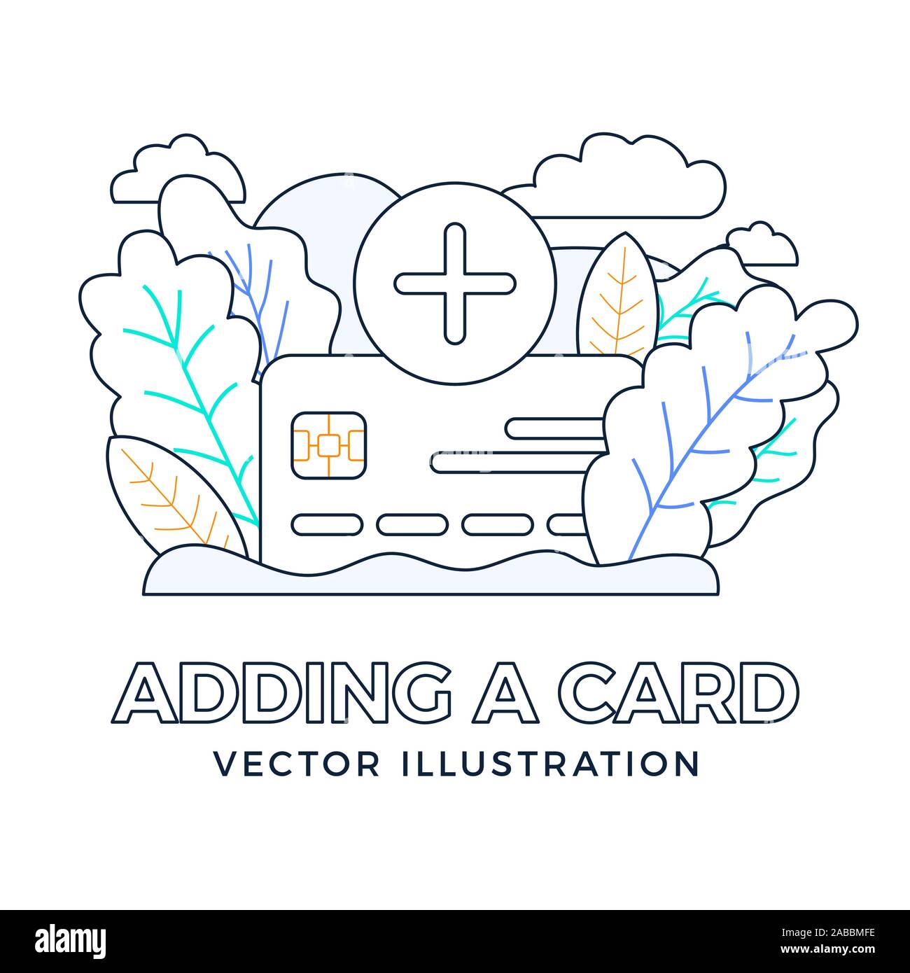 Plus Button and Credit Card Vector stock illustration isolated on a ...
