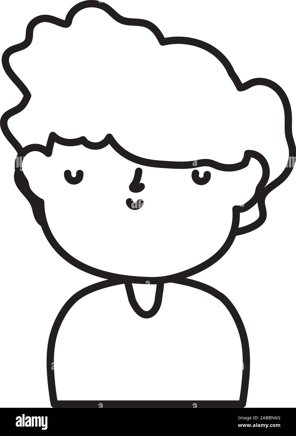 little boy cartoon character vector illustration thick line Stock ...