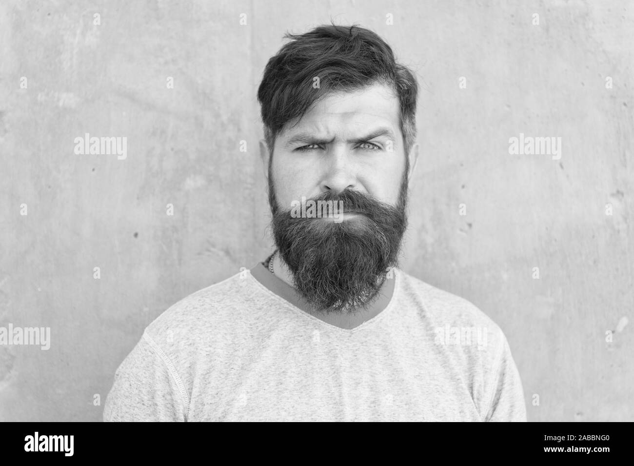 His beard and a haircut are styled. Bearded man wearing stylish ...