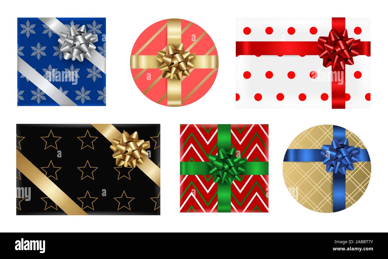 Gift white boxes silver Stock Vector Images - Alamy