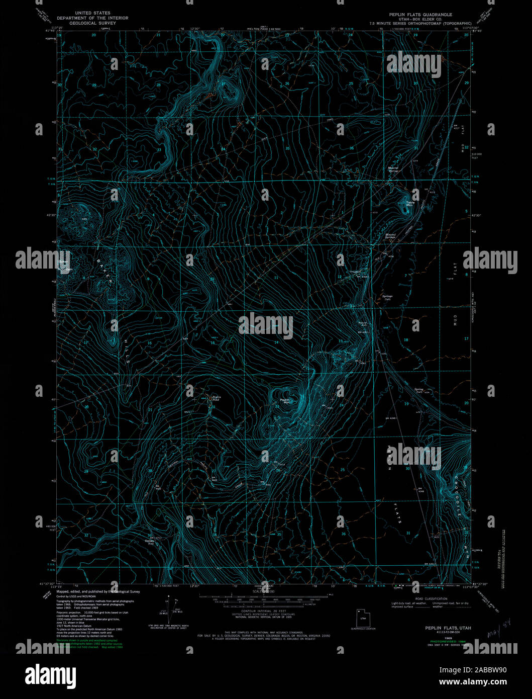 UT Peplin Flats 251261 1969 24000 Inverted Restoration Stock Photo - Alamy
