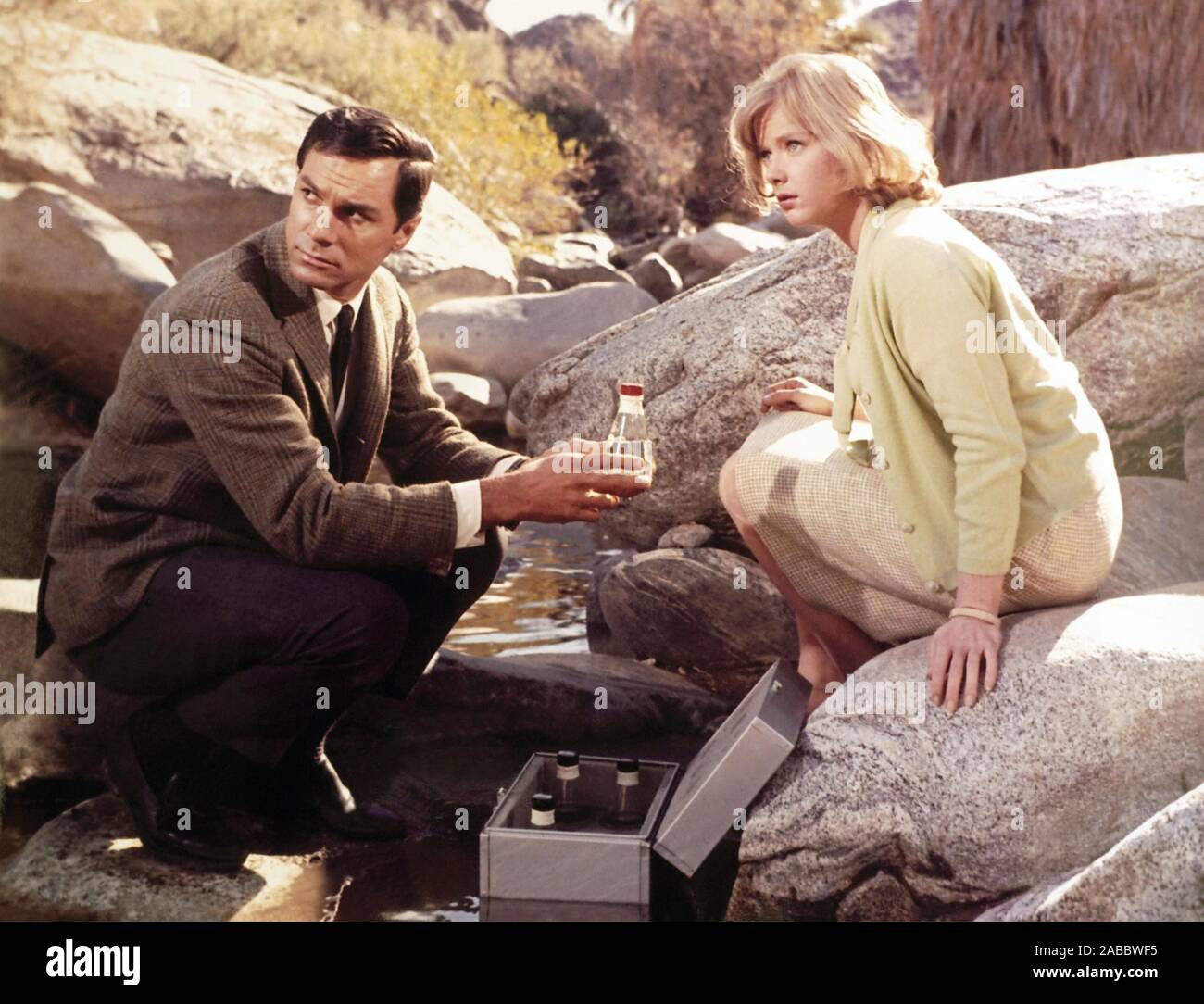 THE SATAN BUG, from left: George Maharis, Anne Francis, 1965 Stock ...