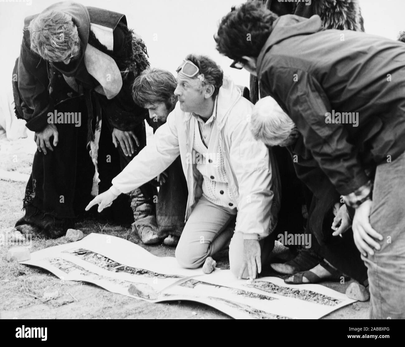 ALFRED THE GREAT, director Clive Donner (center) giving instructions on ...