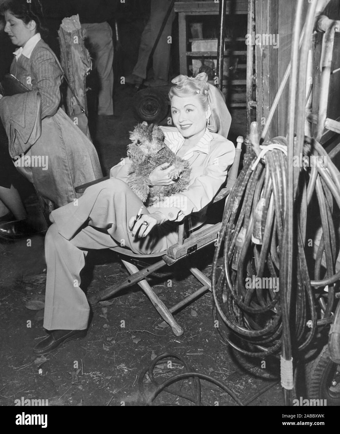 ANGEL ON THE AMAZON, Constance Bennett and friend on set, 1948 Stock ...