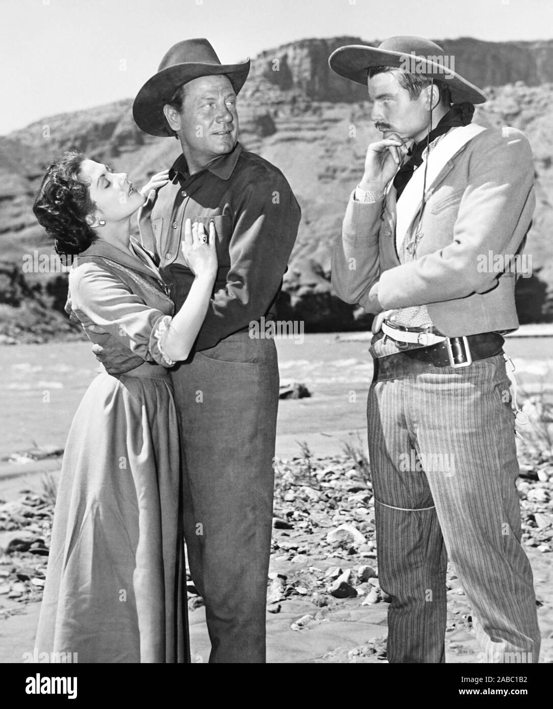 BORDER RIVER, from left: Yvonne De Carlo, Joel McCrea, Jody McCrea on ...