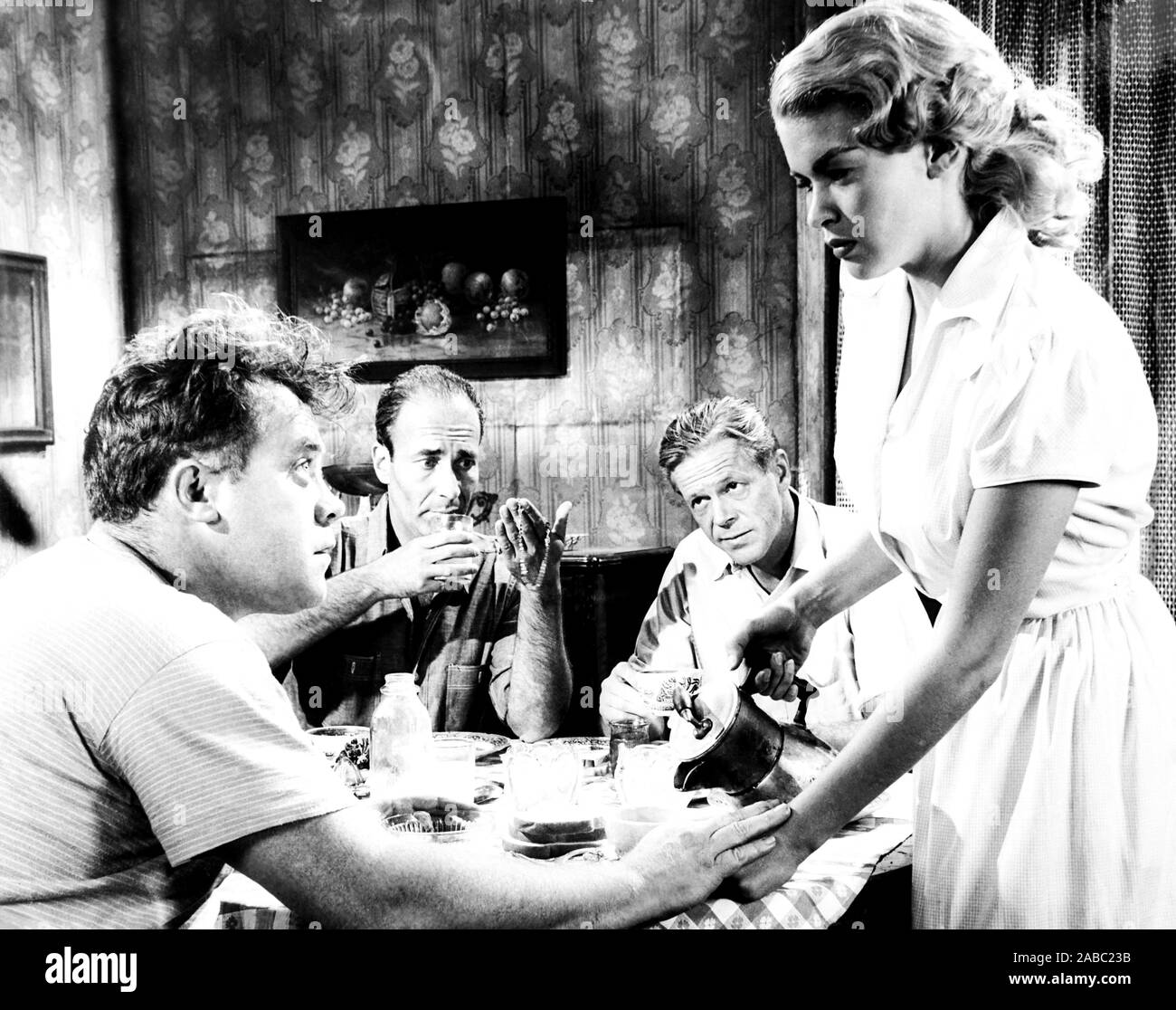 THE BURGLAR, from left, Mickey Shaughnessy, Peter Capell, Dan Duryea ...