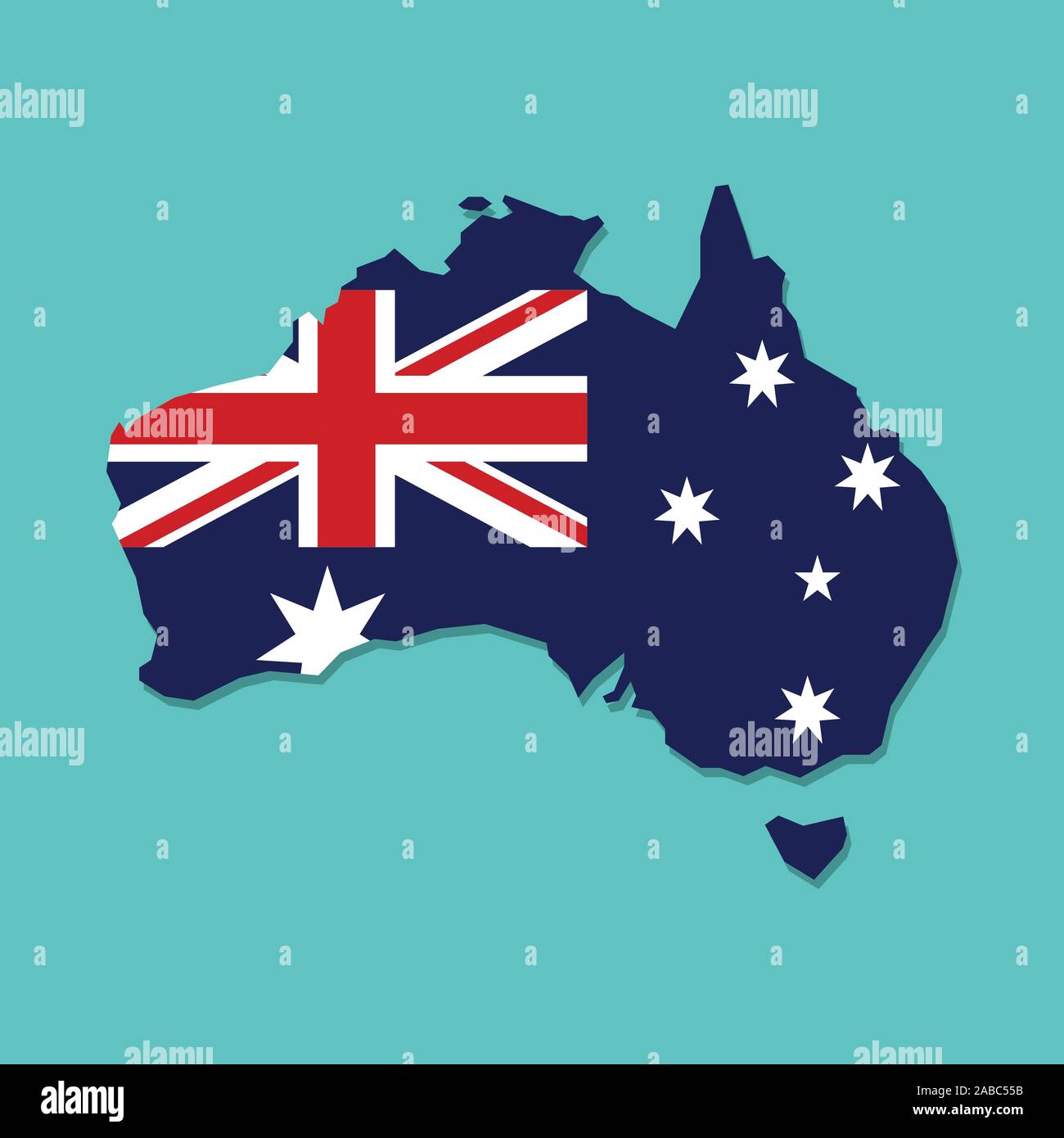 australia map with australian national flag inside vector illustration ...