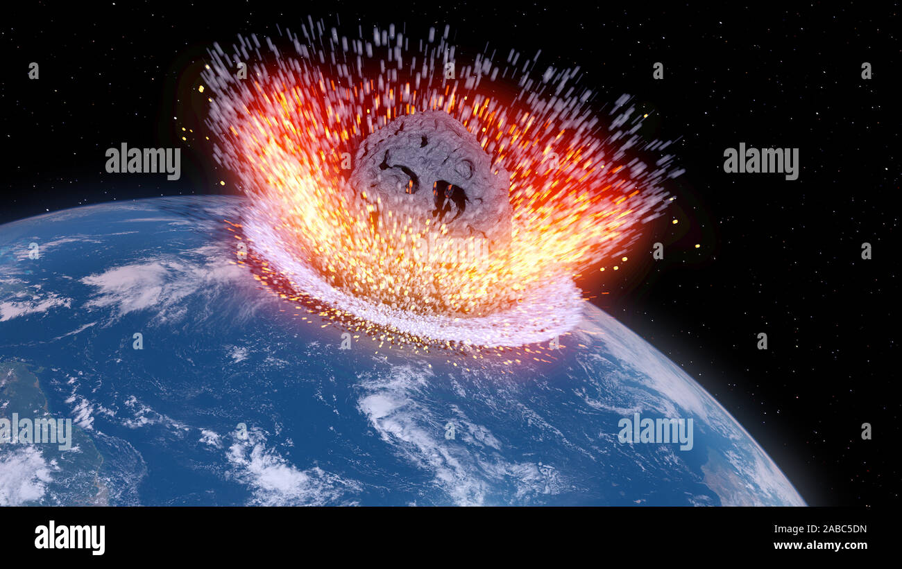 3d rendered illustration of an asteroid impacts earth Stock Photo - Alamy