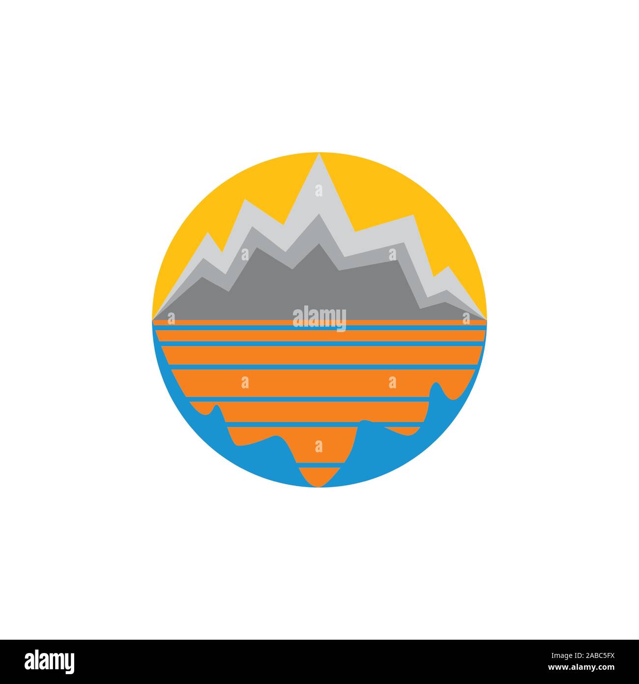sun mountain shadow sea sunset symbol vector Stock Vector Image & Art ...