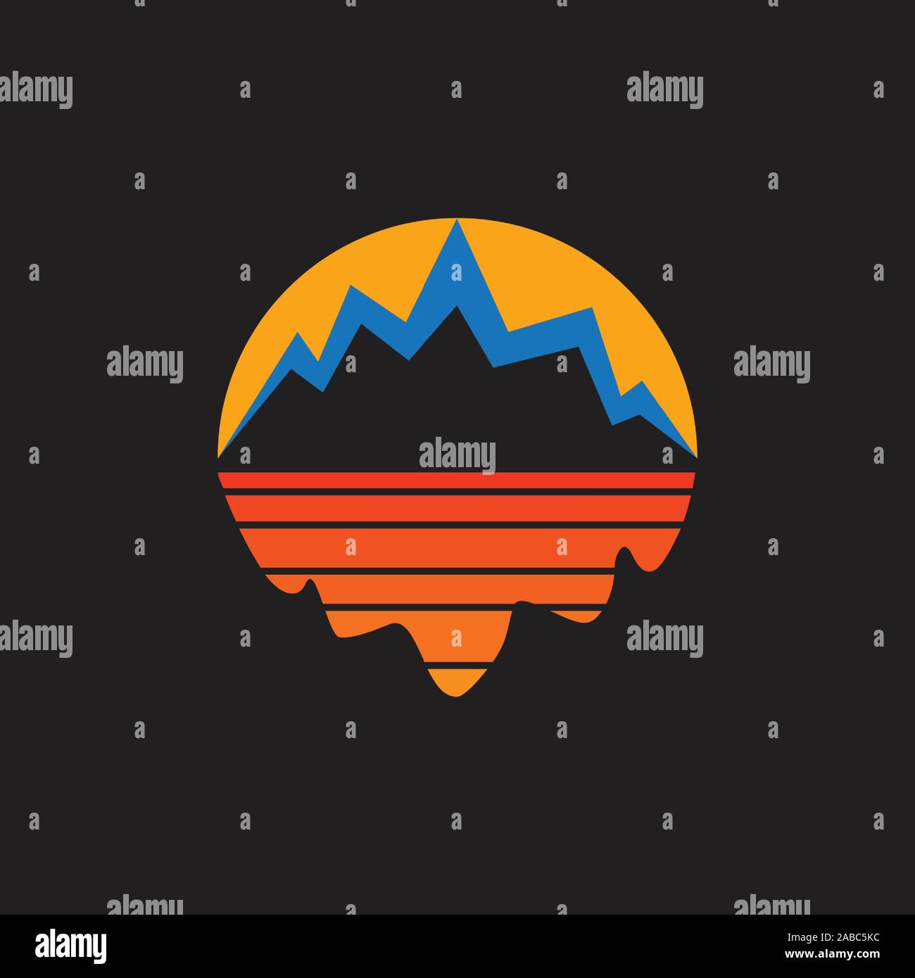 mountain full moon shadow sea symbol vector Stock Vector Image & Art ...