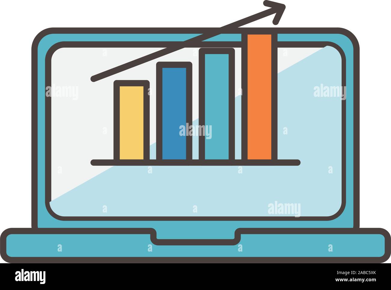 laptop statistics diagram social media icon vector illustration Stock ...