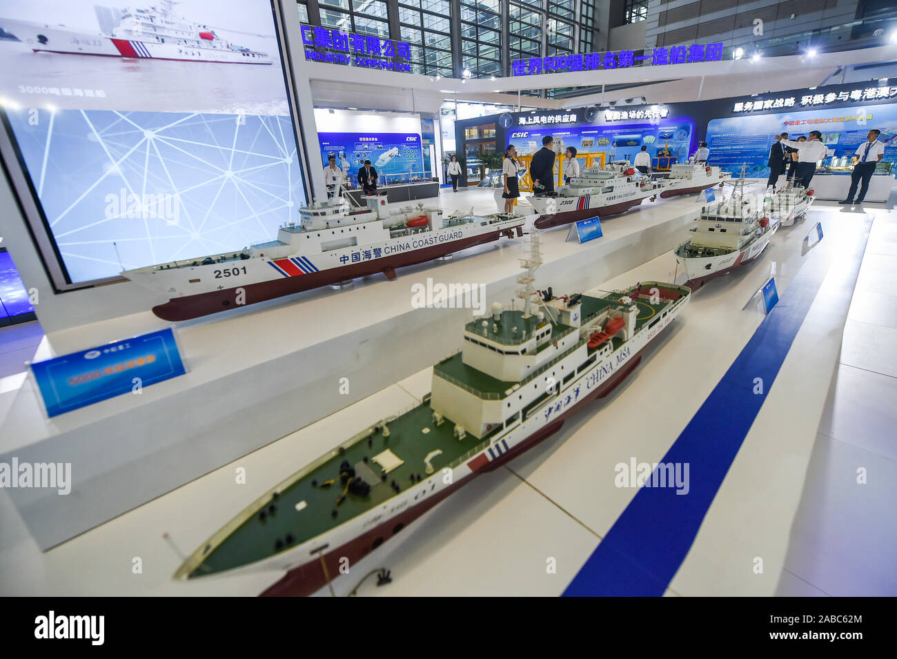Models of vessels are demonstrated for visitors to observe during 2019 ...