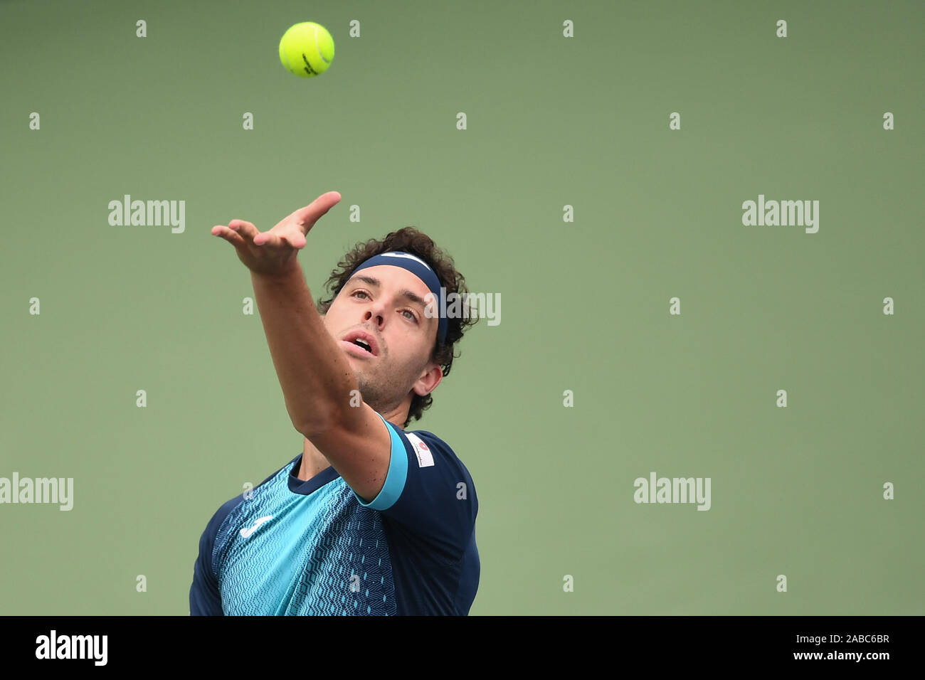 Italian professional tennis player Marco Cecchinato competes against ...
