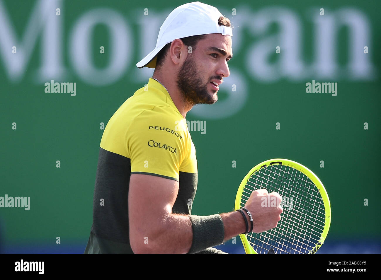 Italian professional tennis player Matteo Berrettini competes against ...