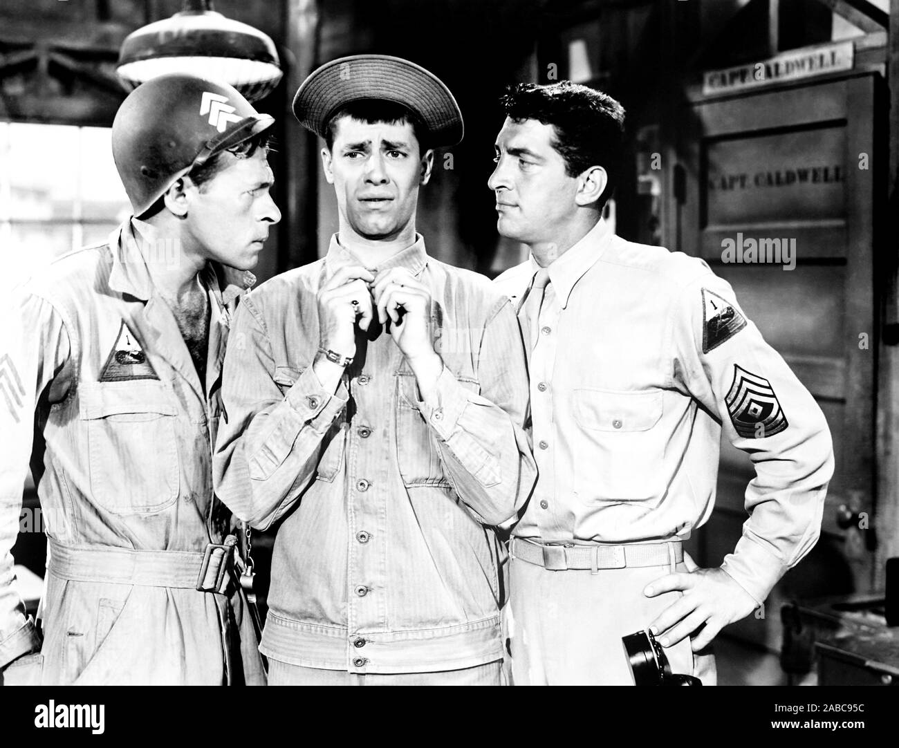 AT WAR WITH THE ARMY, from left, Mike Kellin, Jerry Lewis, Dean Martin ...