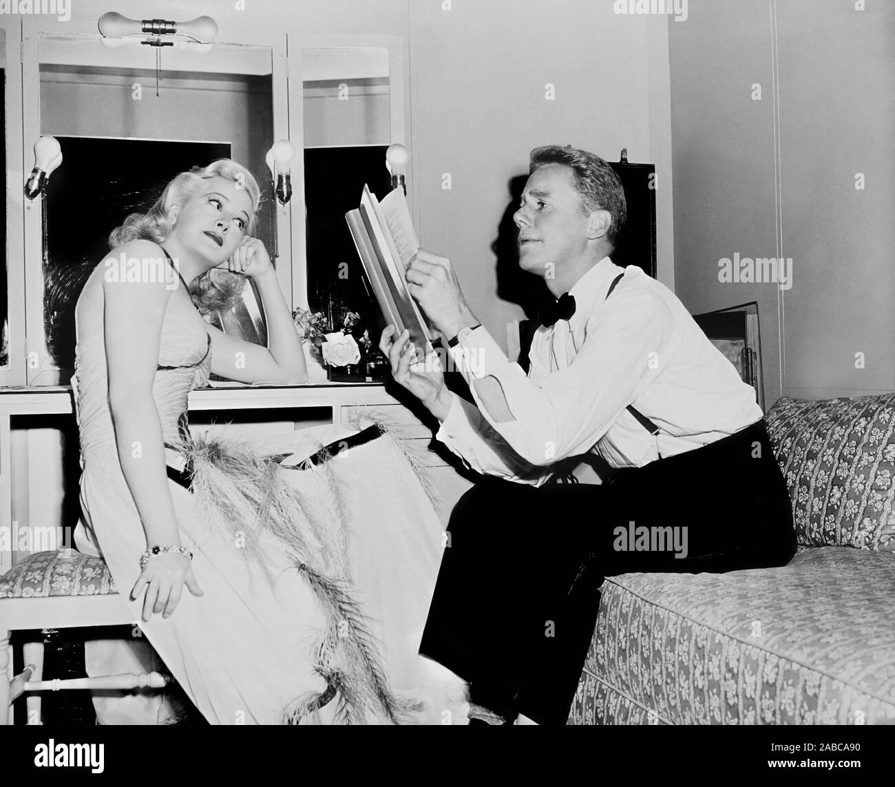 BETWEEN TWO WOMEN, from left: Marilyn Maxwell, Van Johnson rehearsing ...