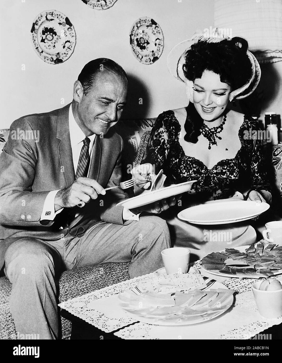 BLACK SPURS, from left: producer A.C. Lyles, Linda Darnell on set, 1965 ...