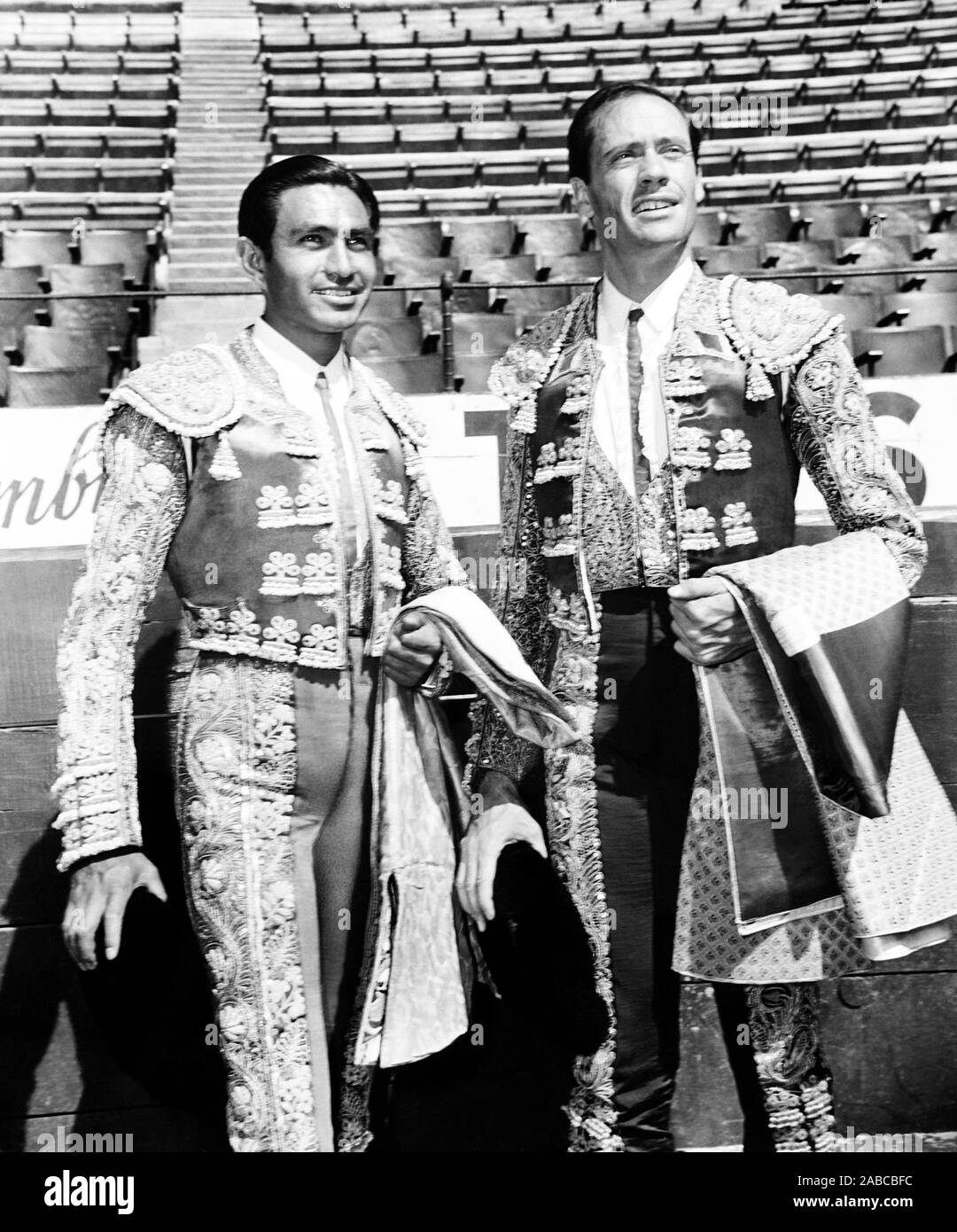 THE BRAVE BULLS, from left, matador Paco Rodriguez, Mel Ferrer, on ...