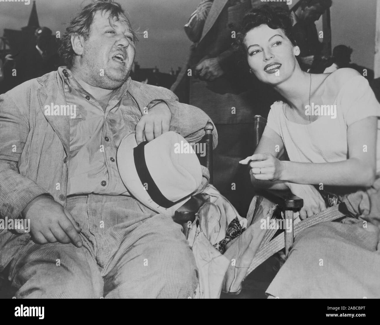 THE BRIBE, from left: Charles Laughton, Ava Gardner on set, 1949 Stock ...