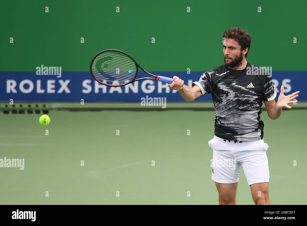 French professional tennis player Gilles Simon competes against British ...
