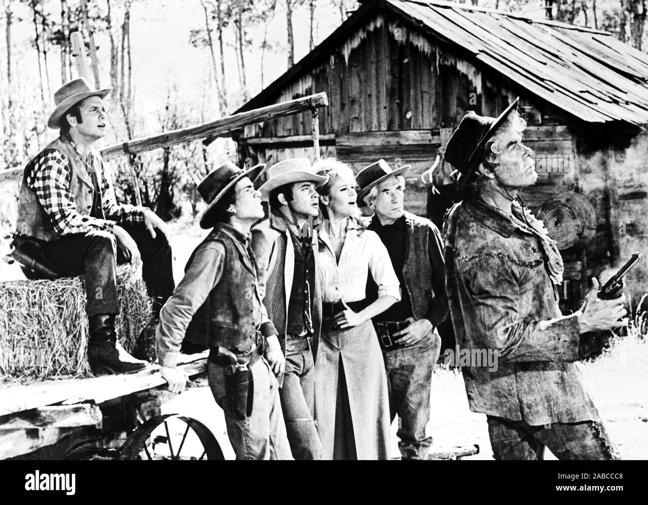 CAT BALLOU, from left, Dwayne Hickman, Tom Nardini, Michael Callan ...