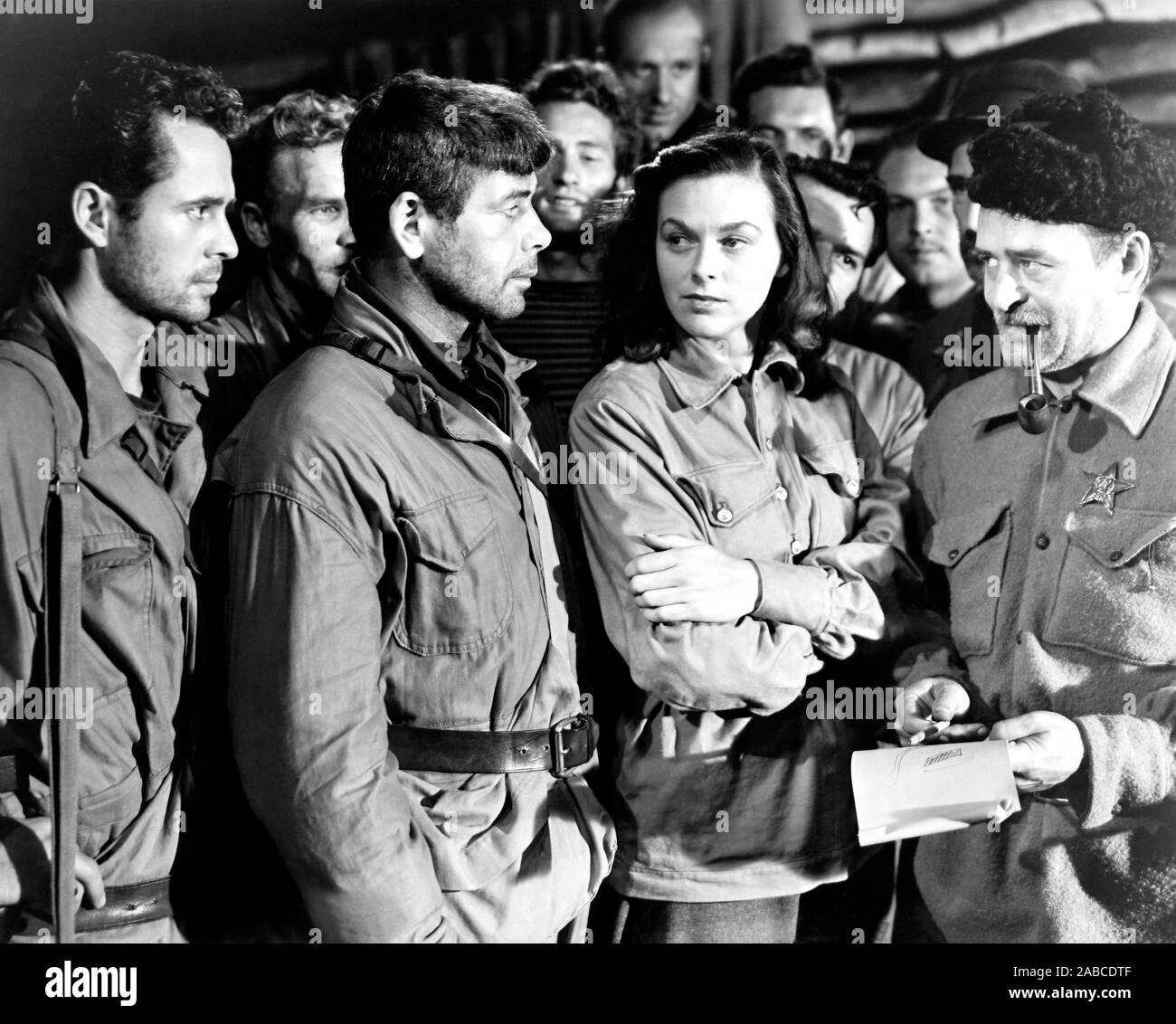 COUNTER-ATTACK, from left, Larry Parks, Paul Muni, Marguerite Chapman ...