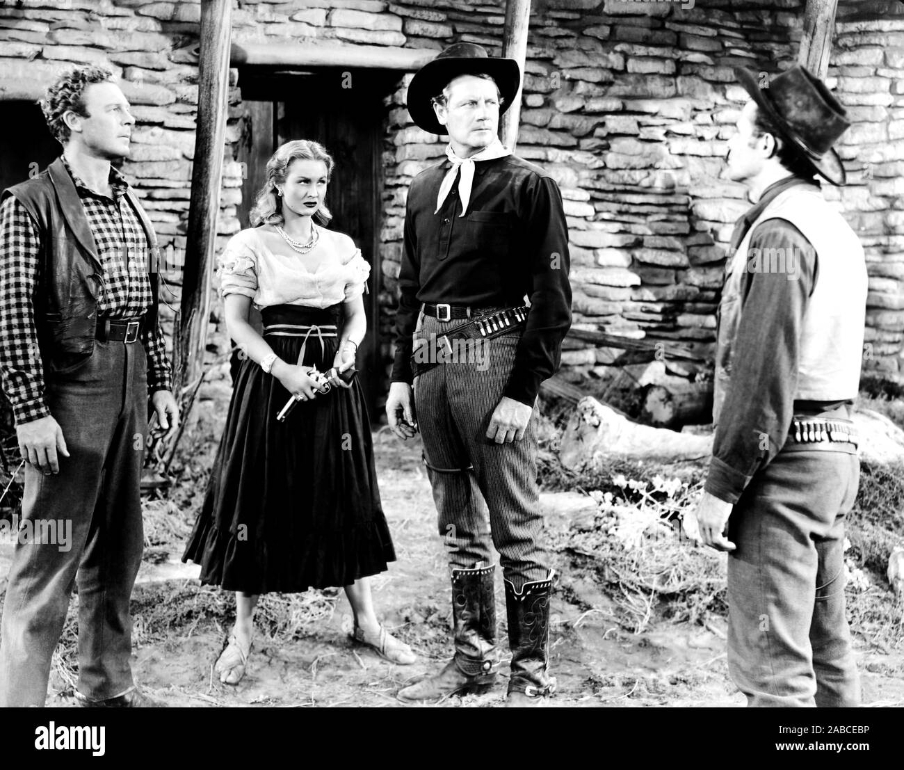 COLORADO TERRITORY, from left, John Archer, Virginia Mayo, Joel McCrea ...