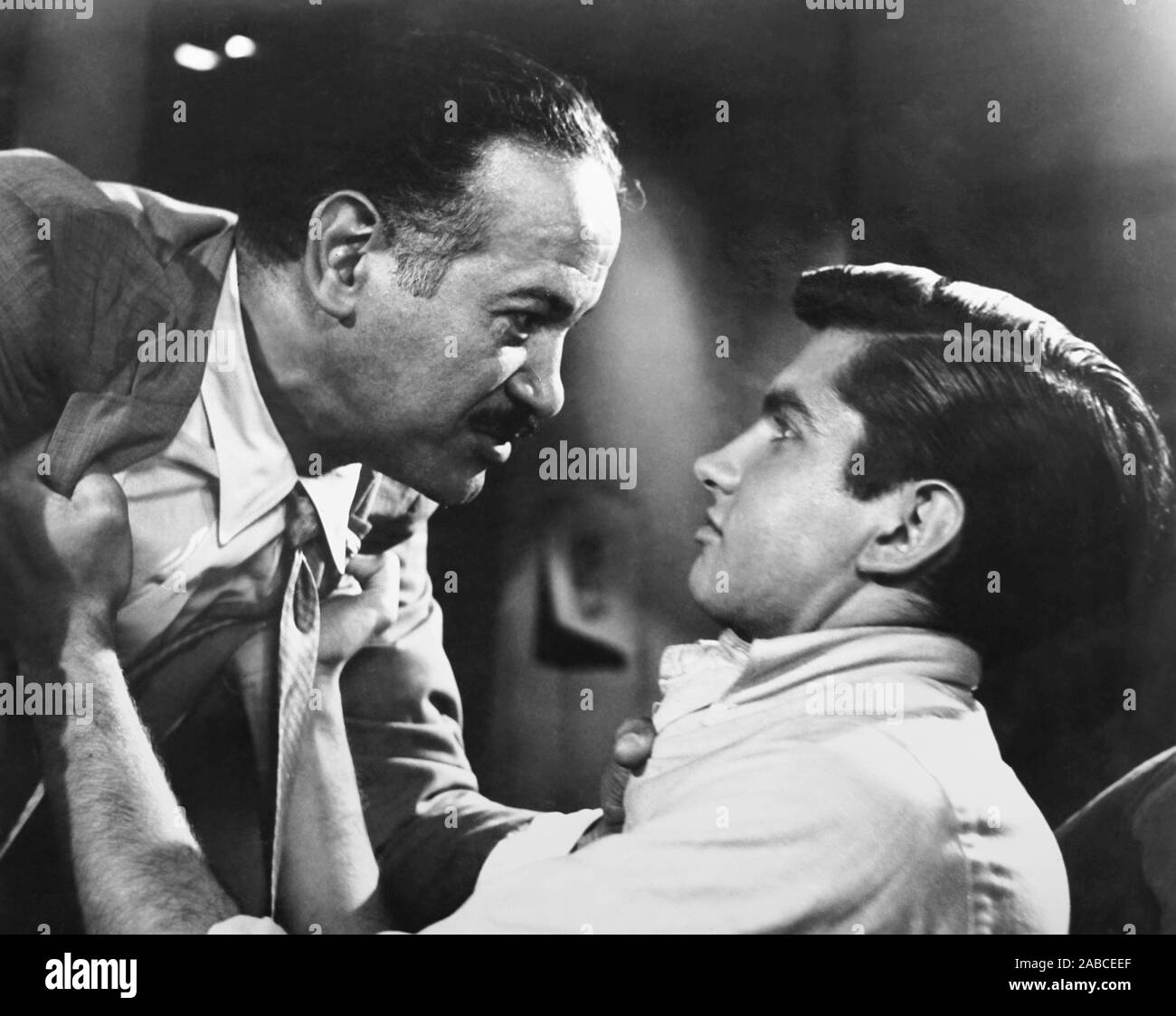 CRIME AND PUNISHMENT, USA, from left: Frank Silvera, George Hamilton ...