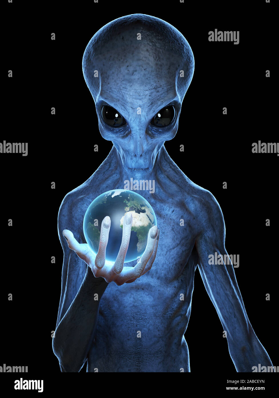3d rendered medically accurate illustration of a grey alien holding the ...