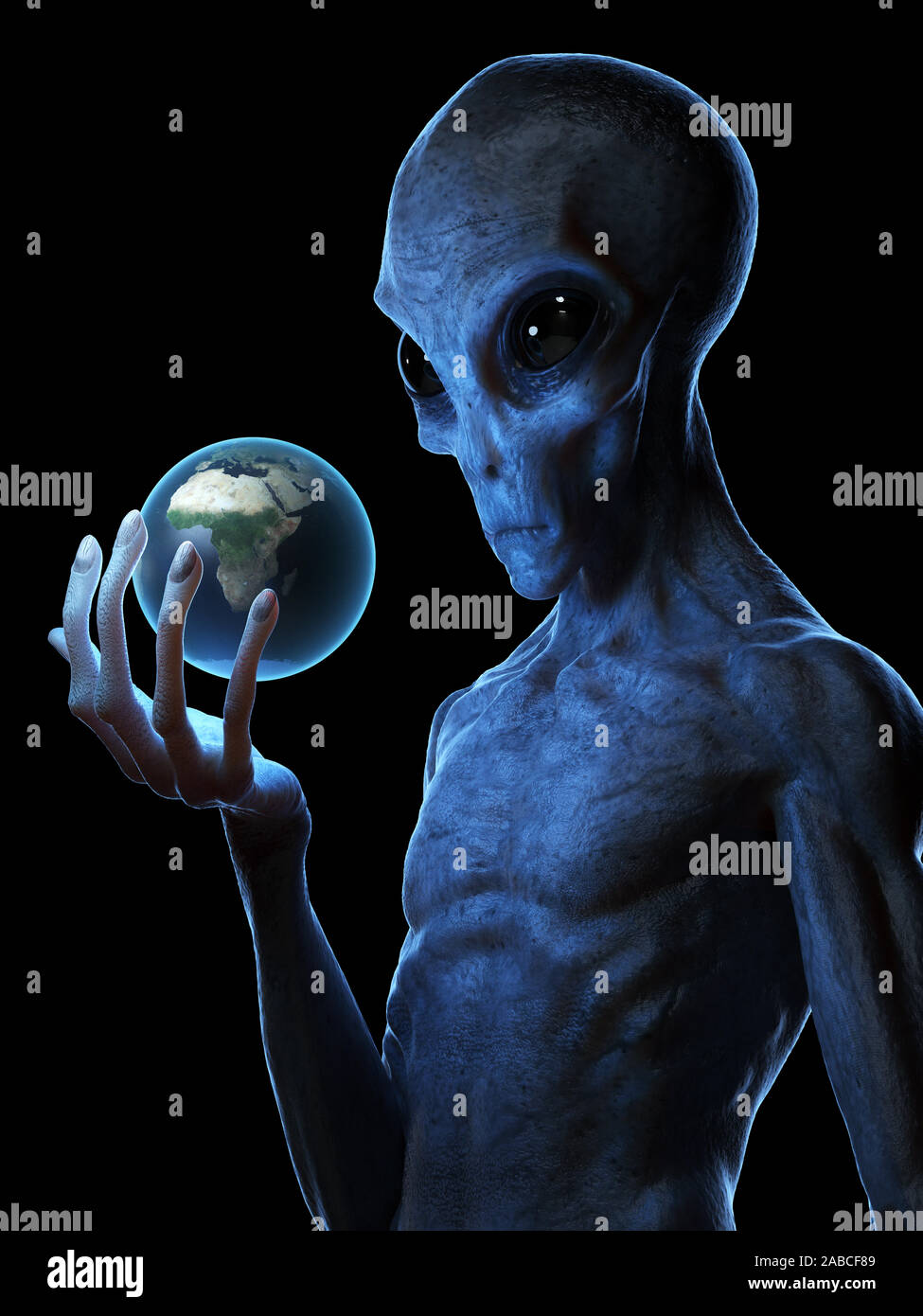 3d rendered medically accurate illustration of a grey alien holding the ...
