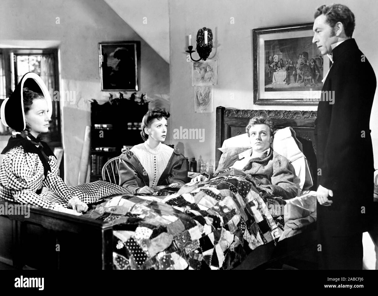 DEVOTION, from left, Olivia de Havilland, Ida Lupino, Arthur Kennedy, Paul Henreid, 1946 Stock ...