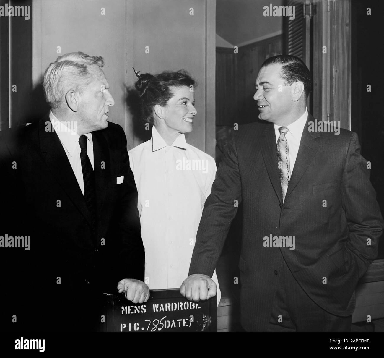 DESK SET, Ernest Borgnine (right) visits Spencer Tracy and Katharine ...