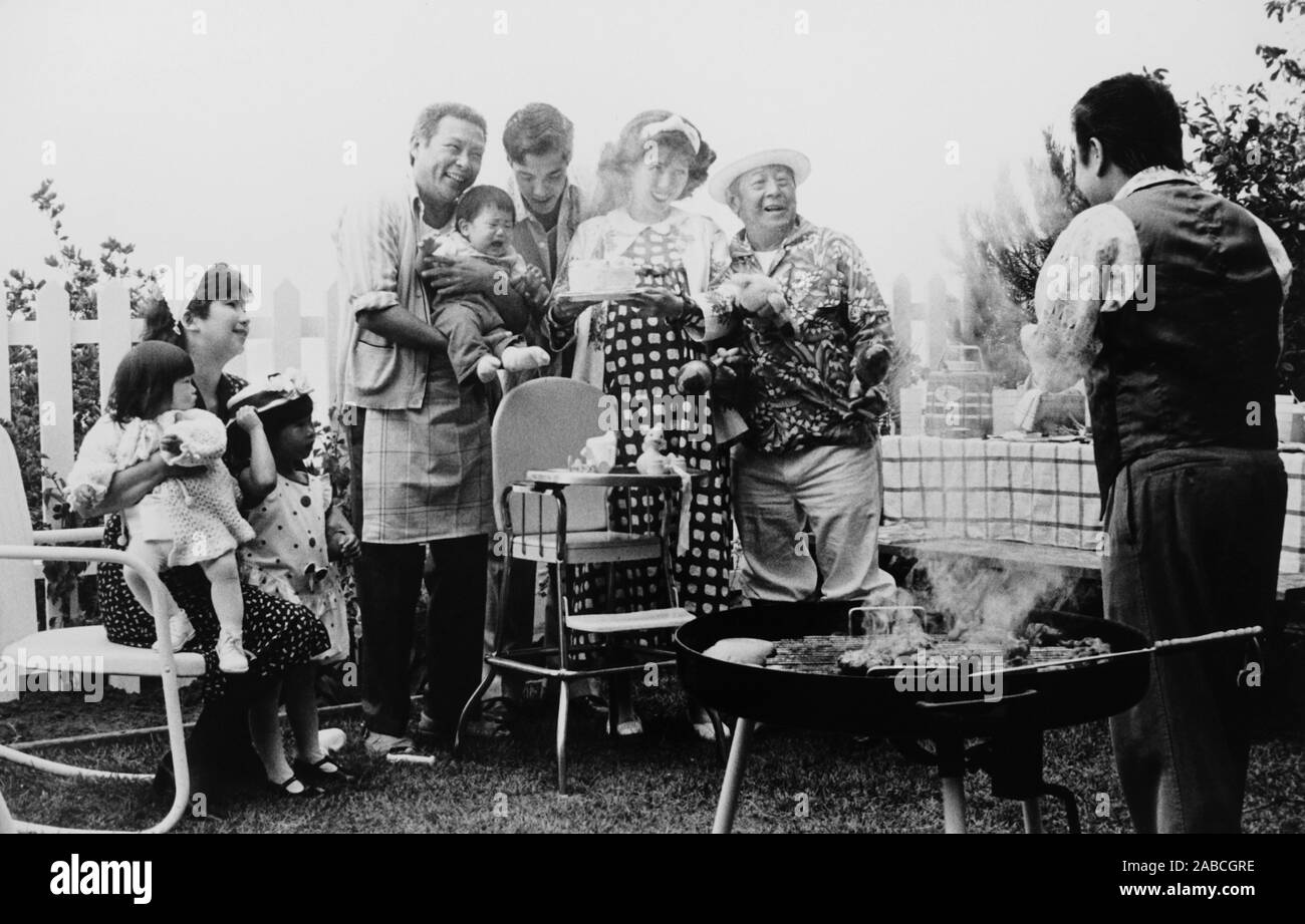 EAT A BOWL OF TEA, standing from left: Lau Siu Ming, Russell Wong, Cora ...