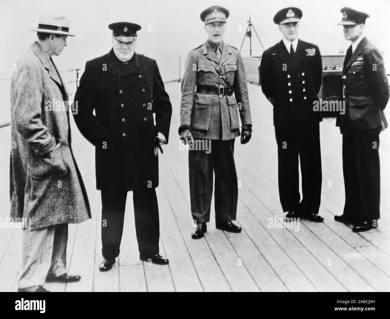 THE FINEST HOURS, Winston Churchill (second from left) crossing the Atlantic during World War II ...