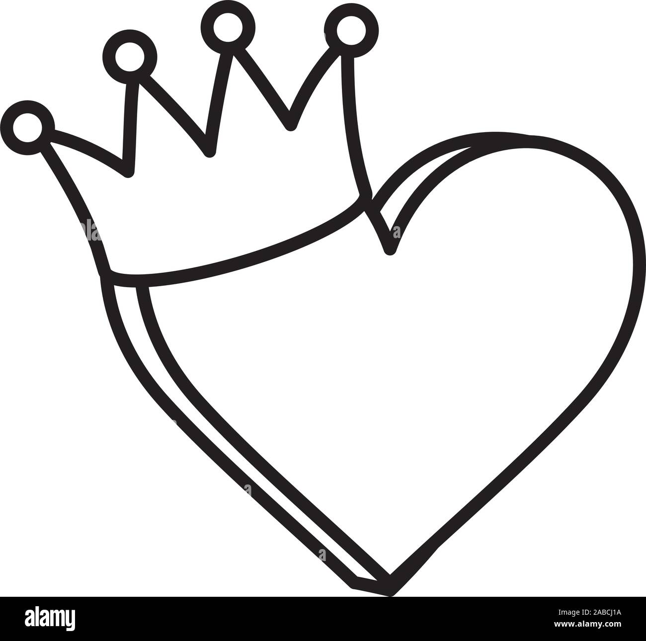 heart love crown icon on white background vector illustration thick ...