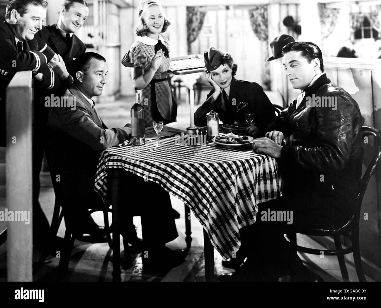 FLIGHT AT MIDNIGHT, seated, from left, Robert Armstrong, Jean Parker ...