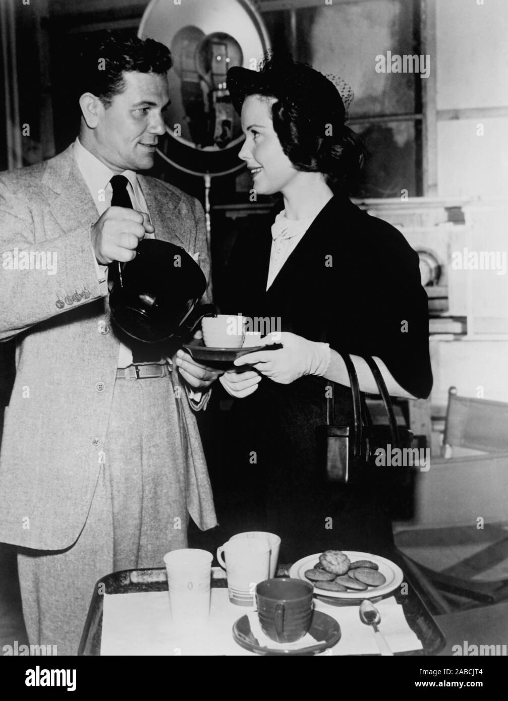 FORCE OF EVIL, from left: John Garfield, Beatrice Pearson on set, 1948 ...
