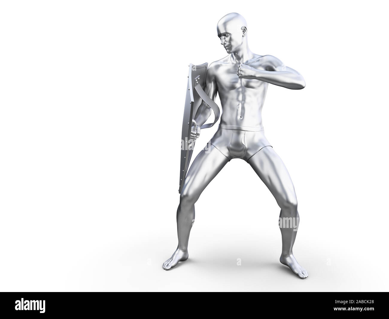 3d rendered illustration of a metal man in defensive pose Stock Photo ...