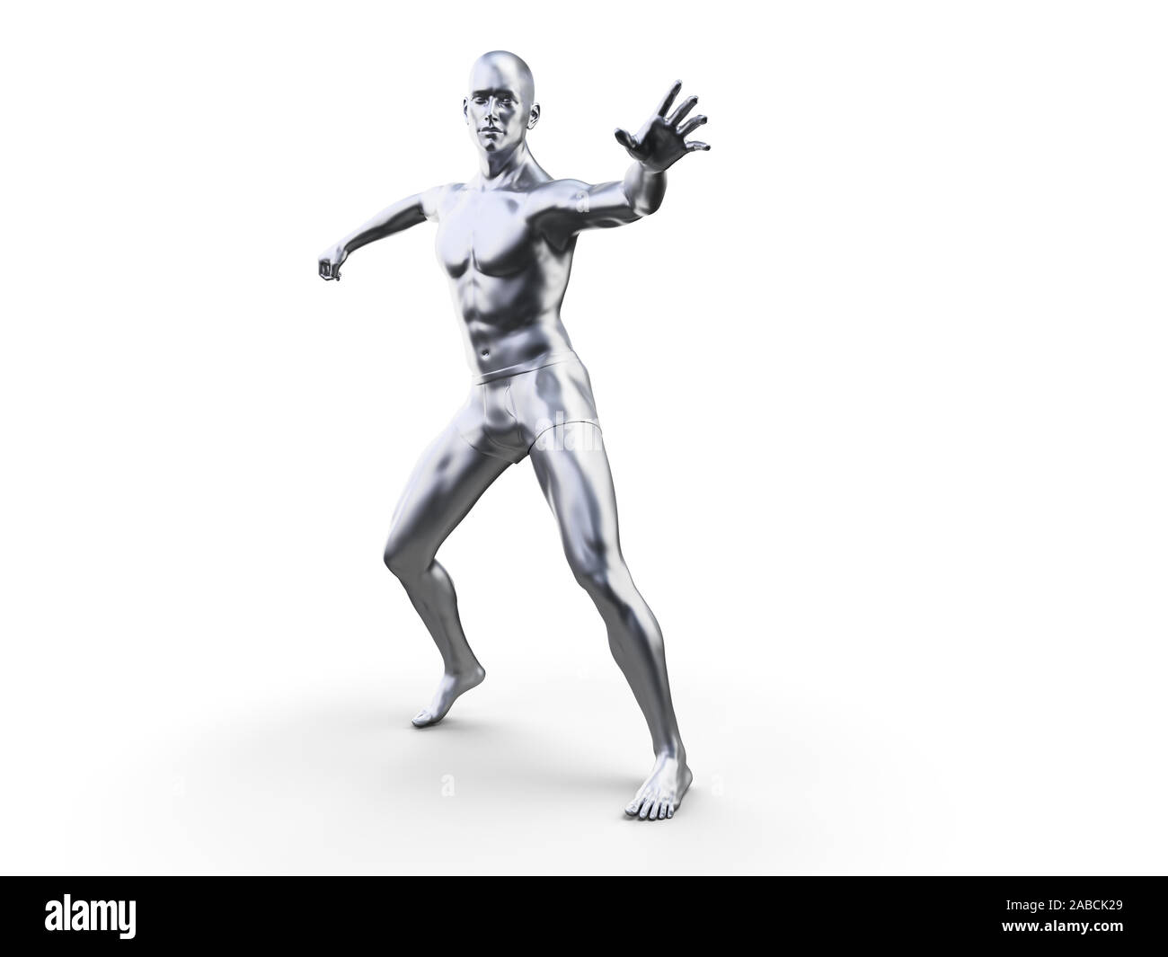 3d rendered illustration of a metal man in defensive pose Stock Photo ...