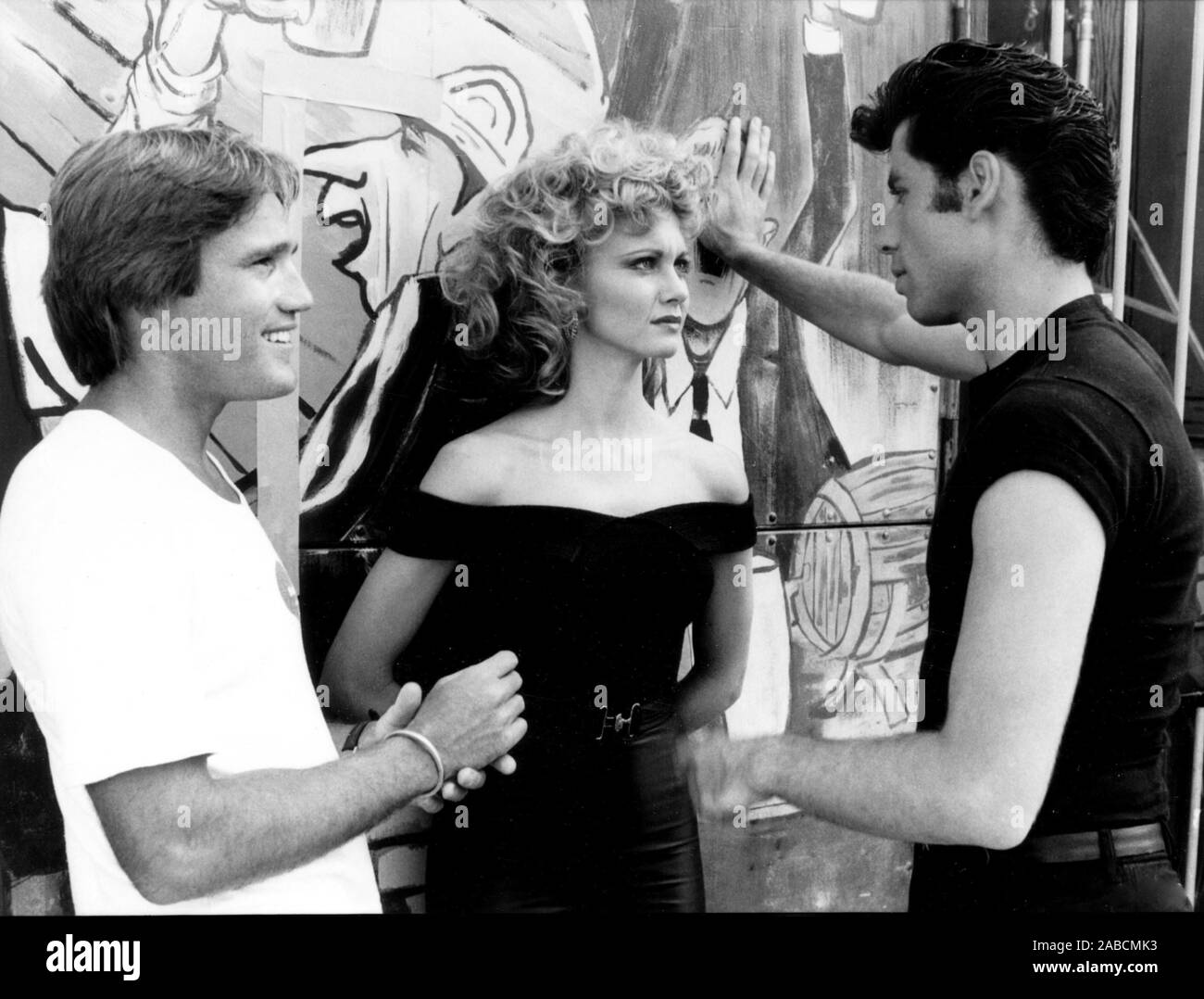 GREASE, from left, director Randal Kleiser, Olivia Newton-John, John ...