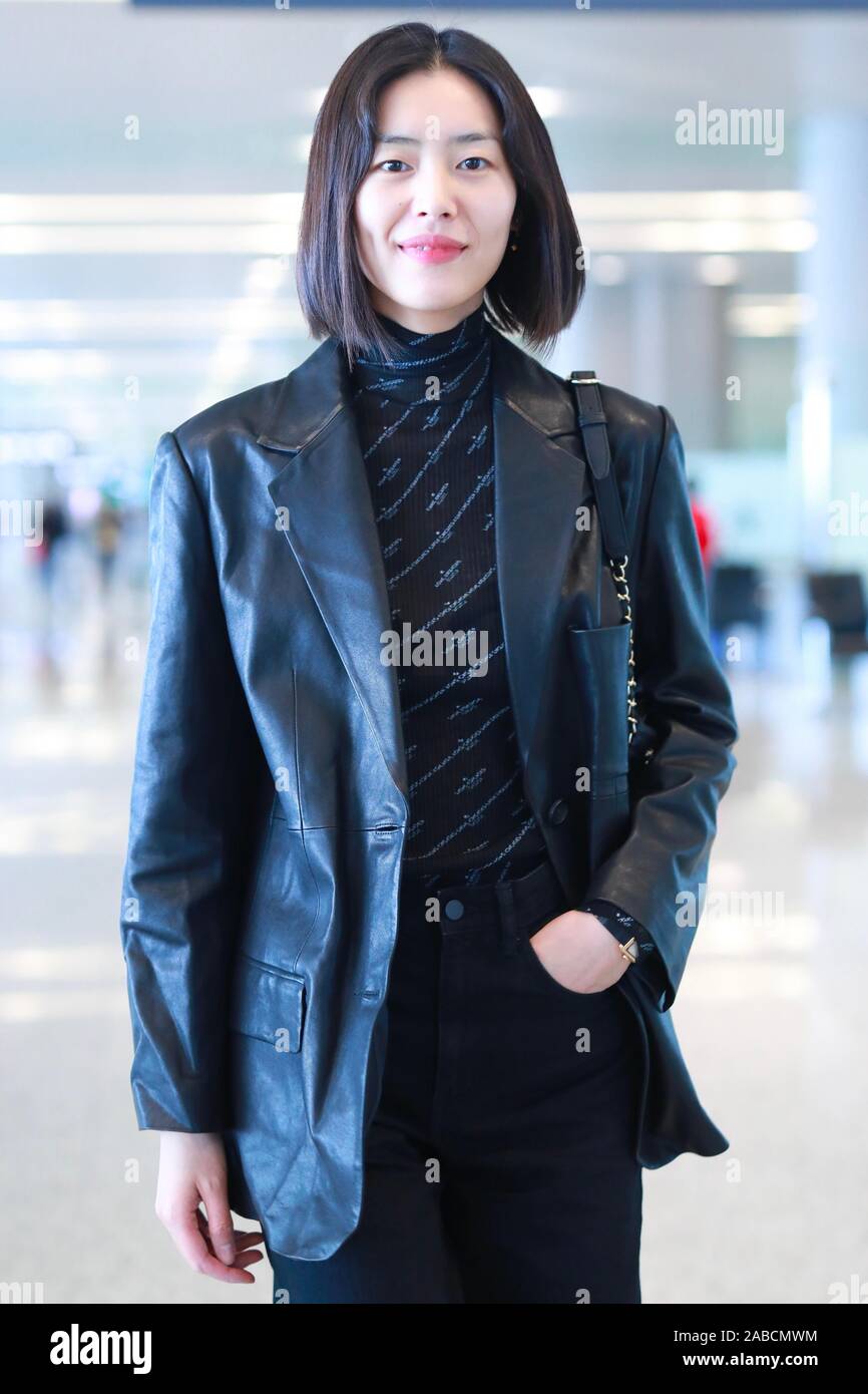 Chinese supermodel Liu Wen arrives at Shanghai Hongqiao Airport before ...