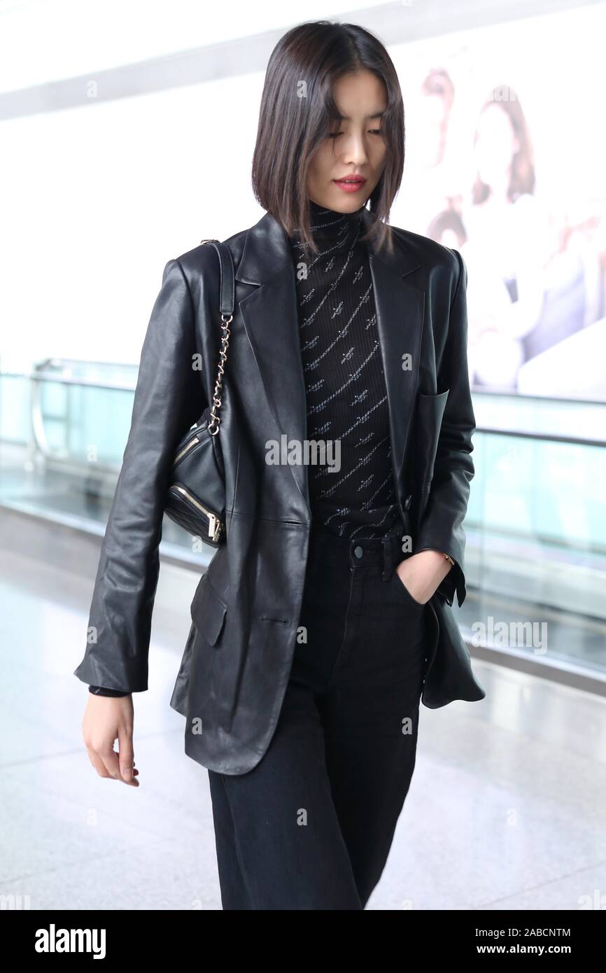 Chinese supermodel Liu Wen arrives at Shanghai Hongqiao Airport before ...